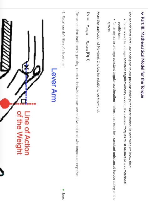 Solved Part III: Mathematical Model for the Torque The | Chegg.com