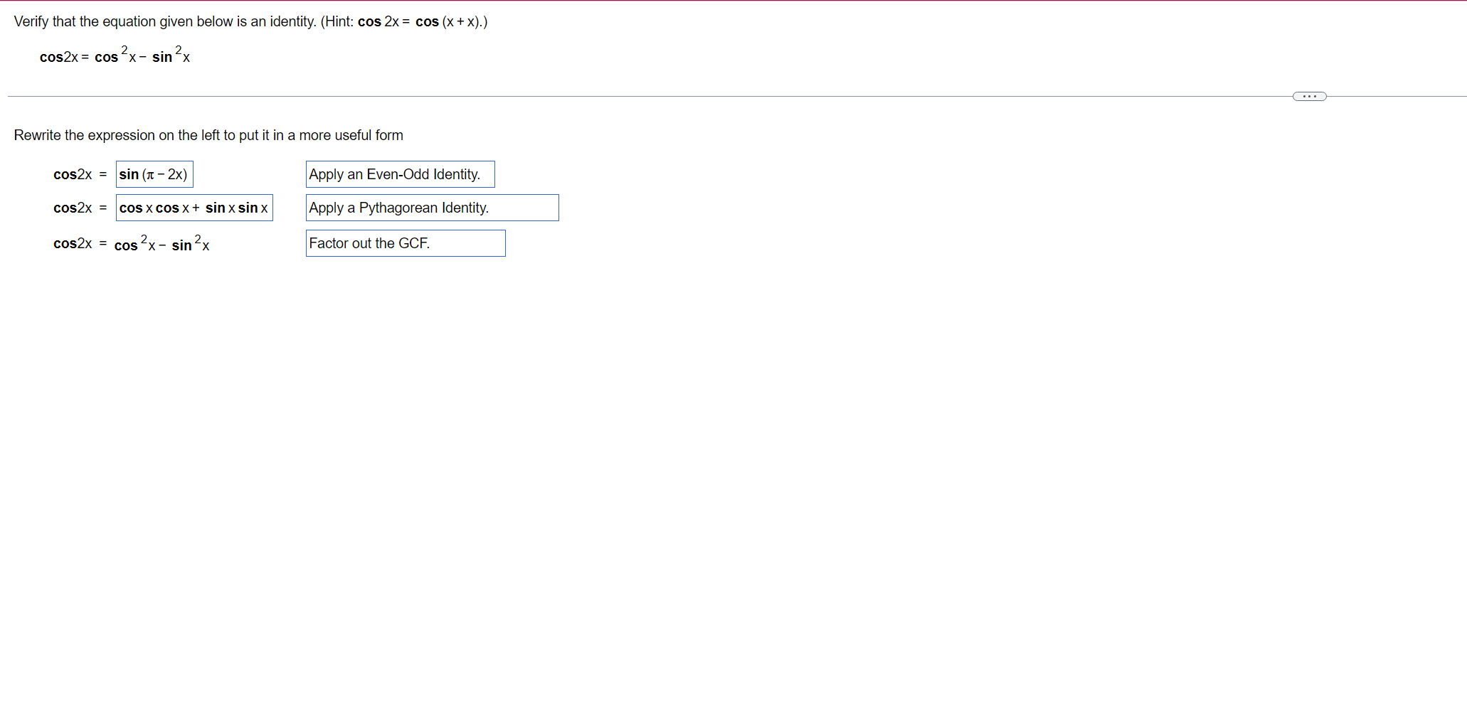 Solved Verify that the equation given below is an identity. | Chegg.com