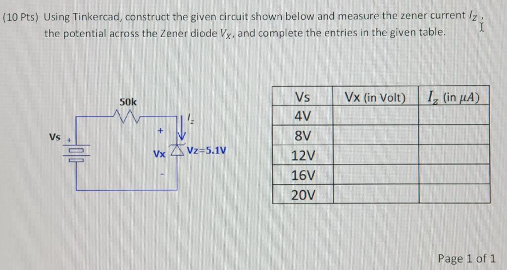 Solved 10 Pts Using Tinkercad Construct The Given Circuit 