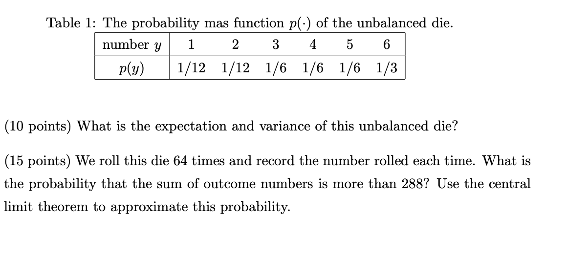 Solved Table 1: The probability mas function p(⋅) of the | Chegg.com