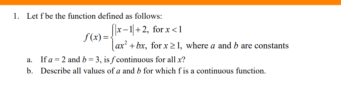 Solved 1. Let f be the function defined as follows: S(x) = | Chegg.com