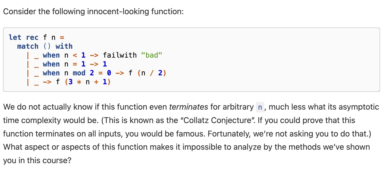 Solved Consider the following innocent-looking function: let | Chegg.com