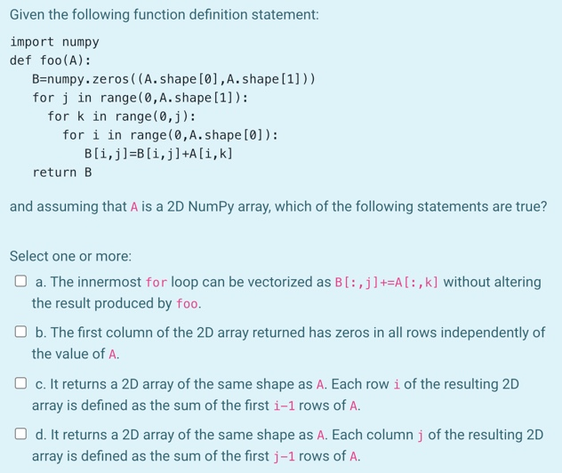 Solved Given The Following Function Definition Statement