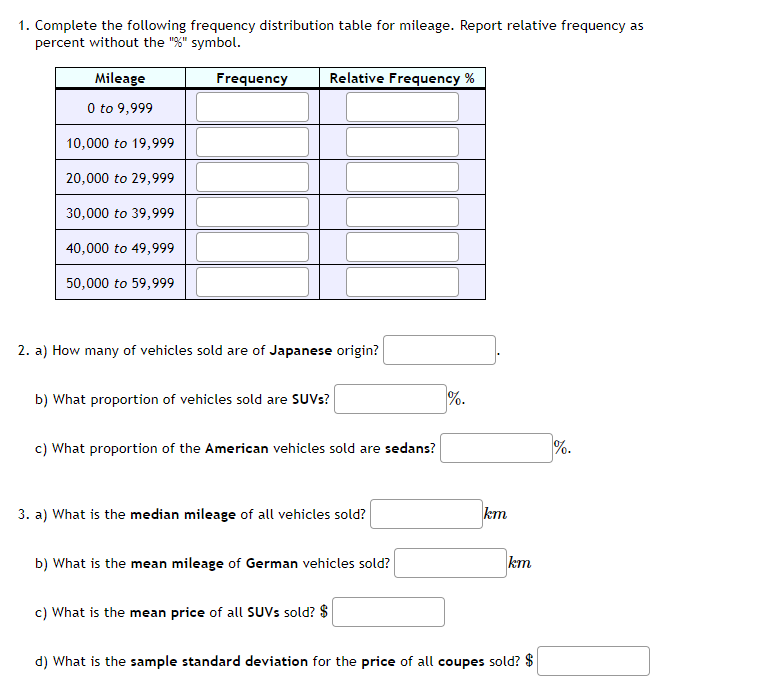 Complete The Following Frequency Distribution Table 7302