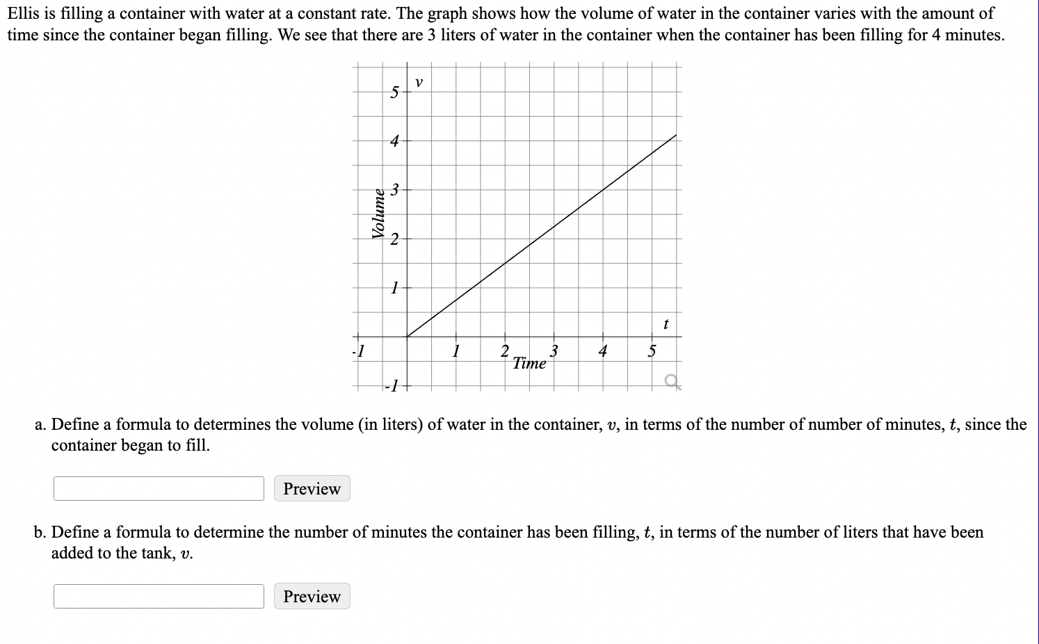 Solved Ellis is filling a container with water at a constant | Chegg.com