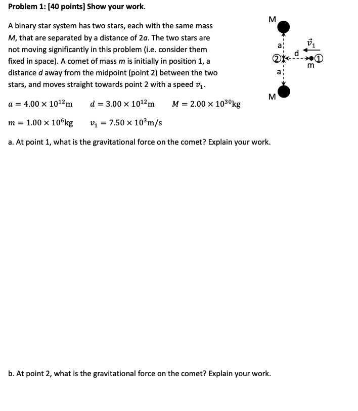 Solved Problem 1: [40 ﻿points] ﻿Show your work.A binary star | Chegg.com