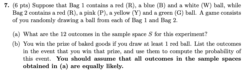 Solved 7 6 Pts Suppose That Bag 1 Contains A Red R A 1578