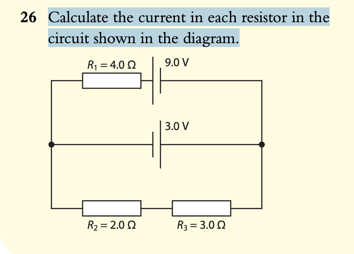 Solved 26 Calculate the current in each resistor in the | Chegg.com
