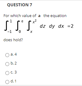 Solved QUESTION 7 SIT For which value of a the equation x2 | Chegg.com