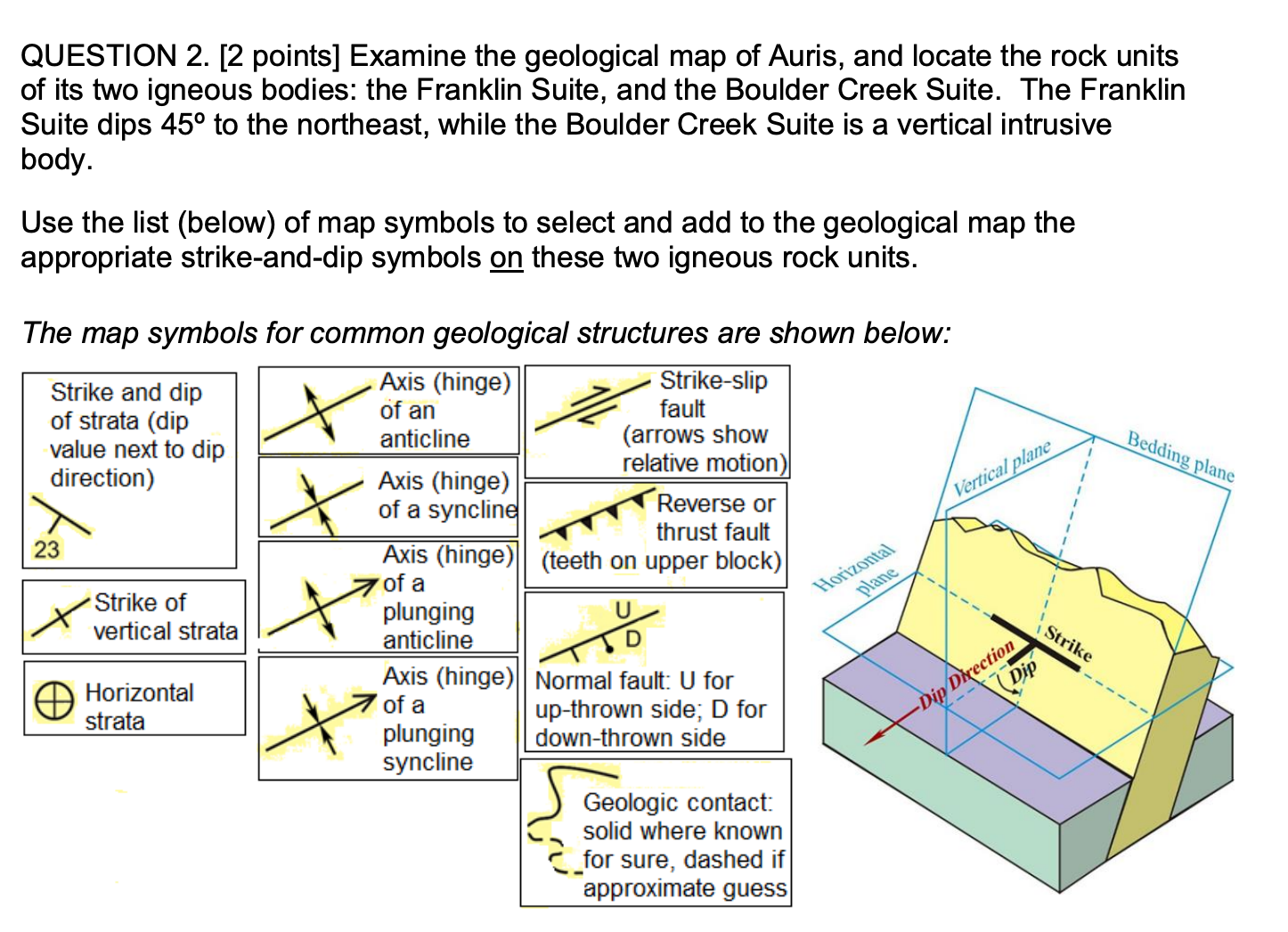 Solved QUESTION 2. [2 points] Examine the geological map of | Chegg.com
