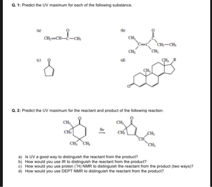 Solved Q. 1: Predict the UV maximum for each of the | Chegg.com