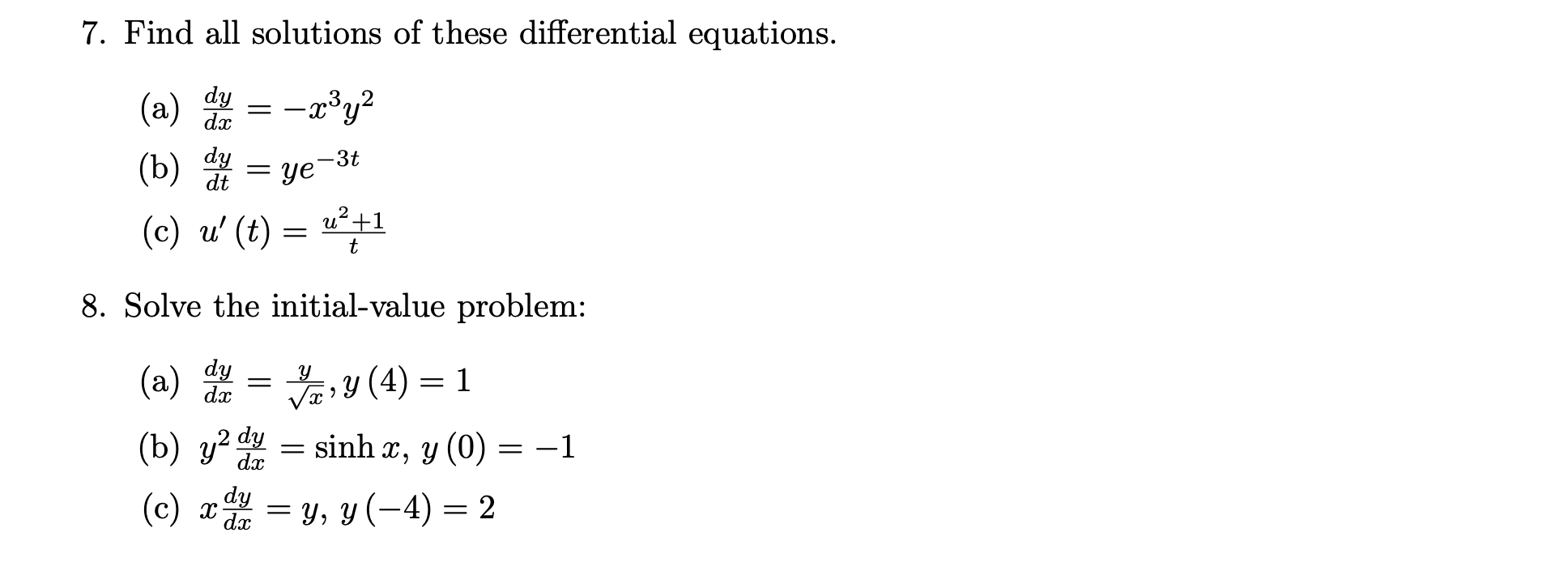 Solved 7. Find all solutions of these differential | Chegg.com