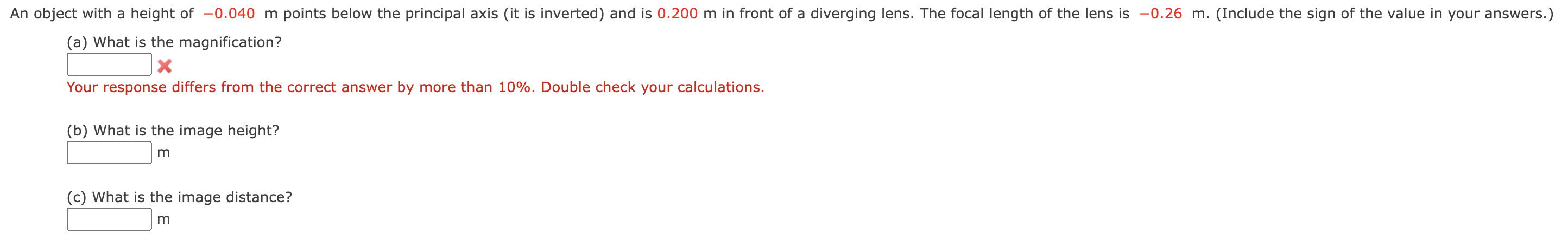 Solved (a) What is the magnification? Your response differs | Chegg.com