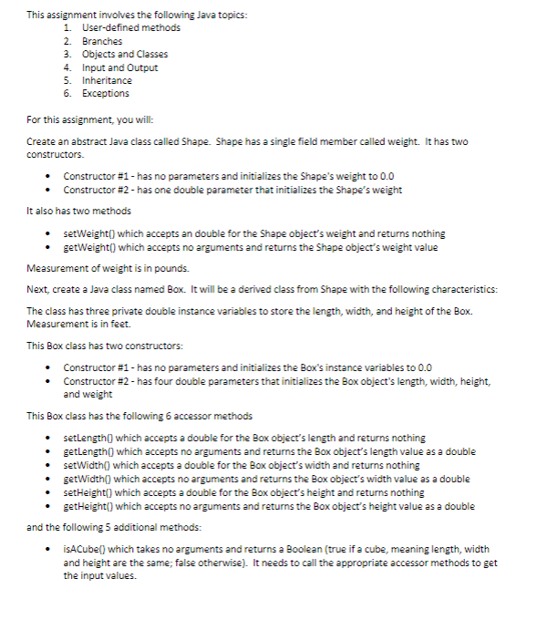 Solved This assignment involves the following Java topics: | Chegg.com