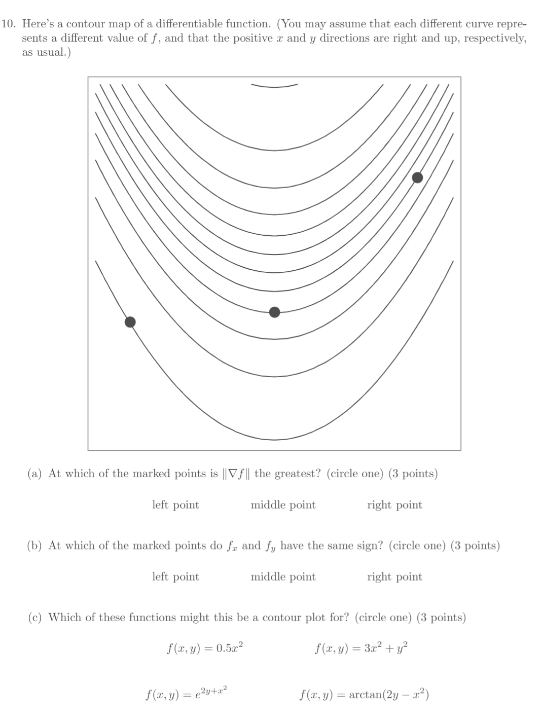 Solved 10. Here's a contour map of a differentiable | Chegg.com