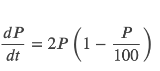 Solved dP dt = 2P 2P *(1-10) | Chegg.com