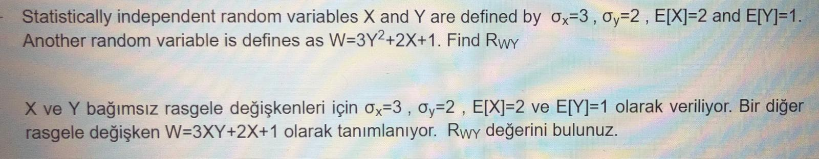 Solved Statistically independent random variables X and Y | Chegg.com