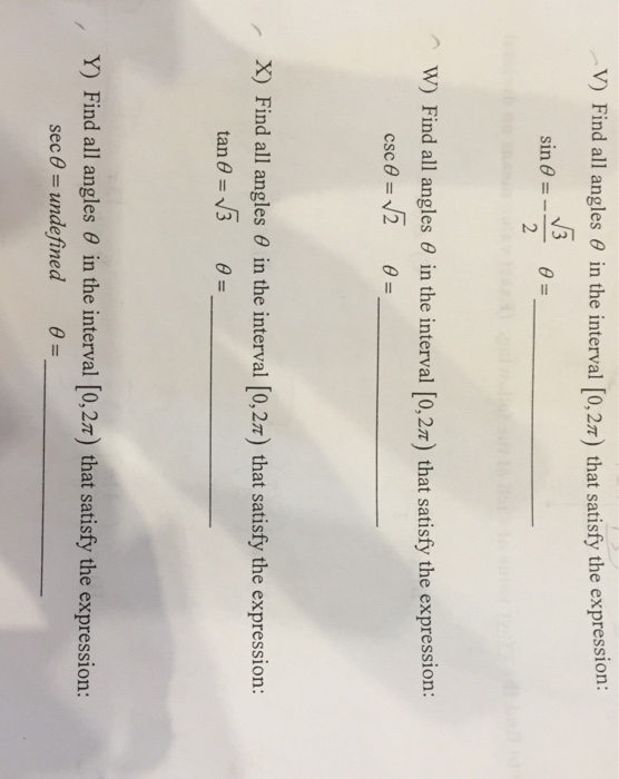 Solved Find all angles theta in the interval [0, 2 pi) that | Chegg.com