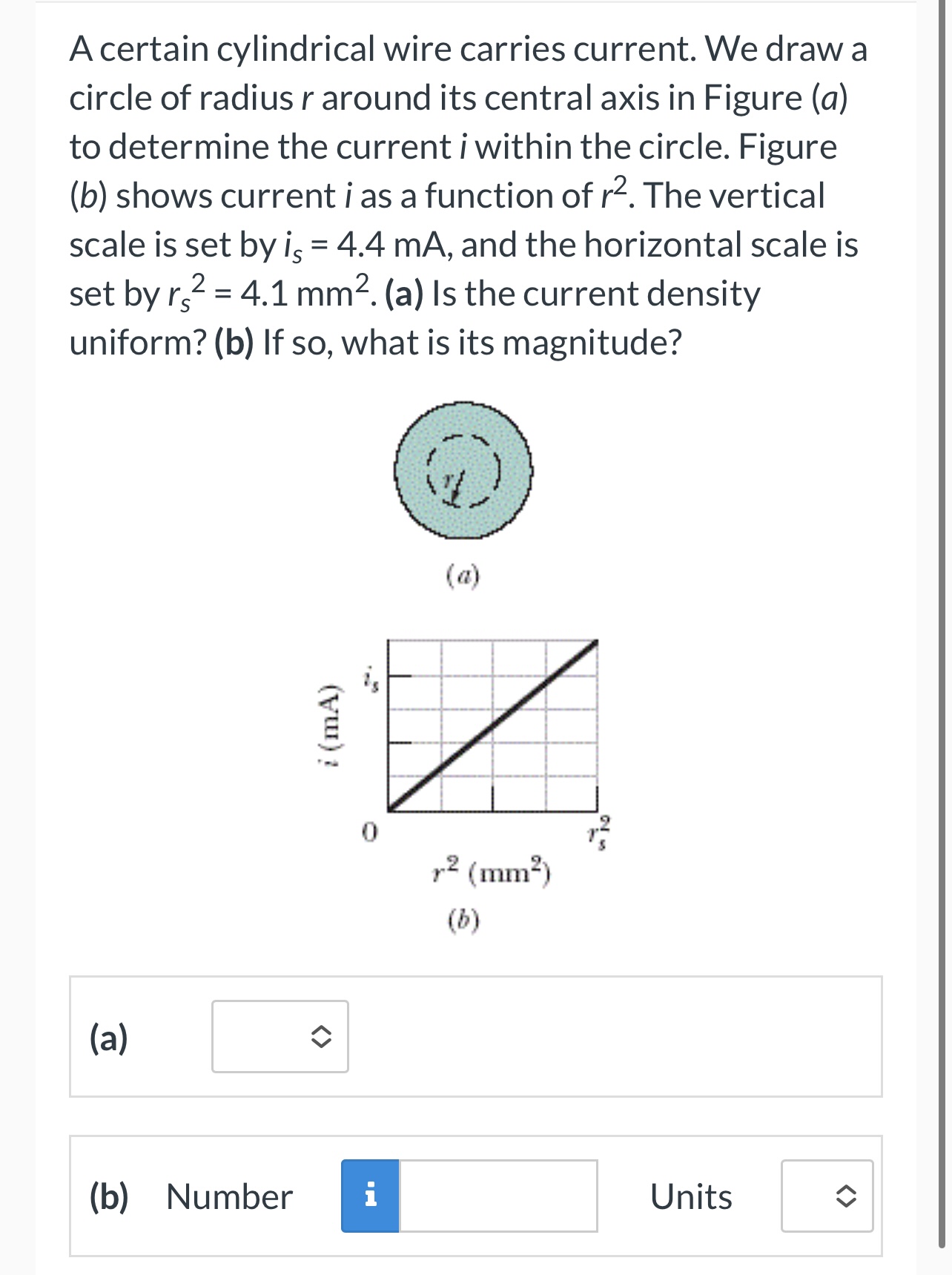 Solved A certain cylindrical wire carries current. We draw a | Chegg.com