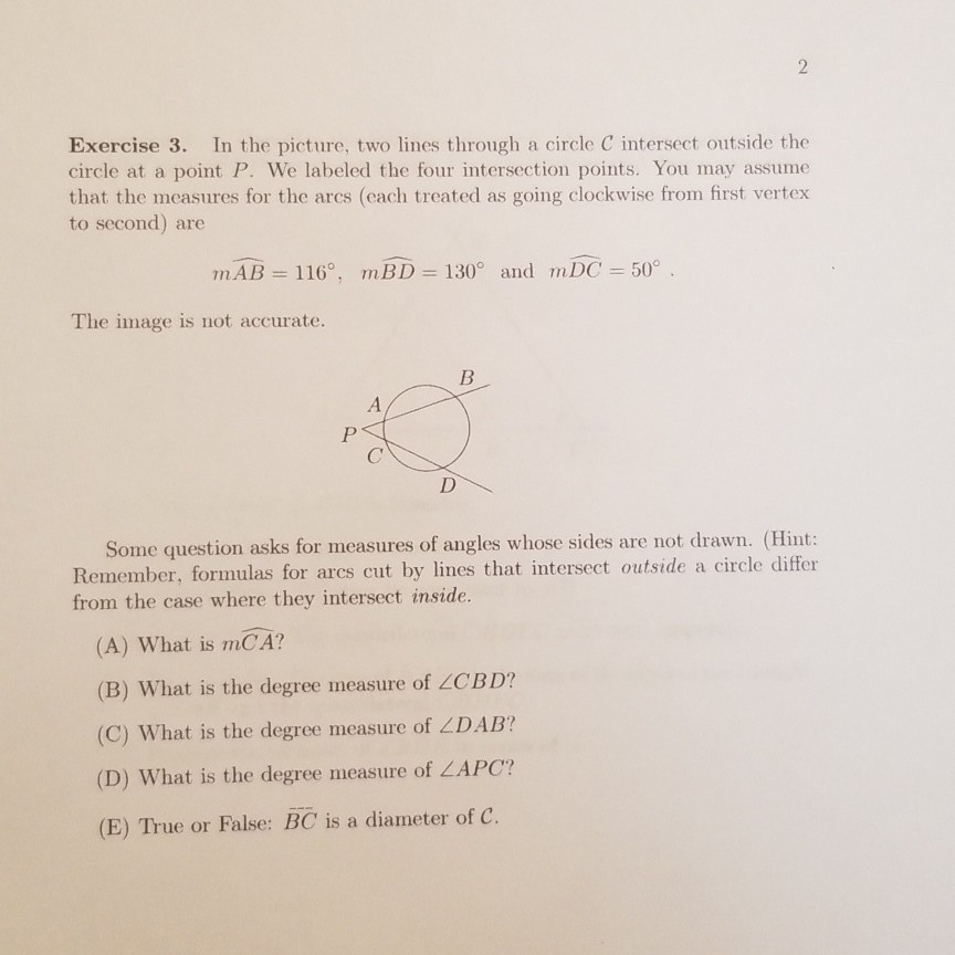 Solved Exercise 3. In the picture, two lines through a | Chegg.com