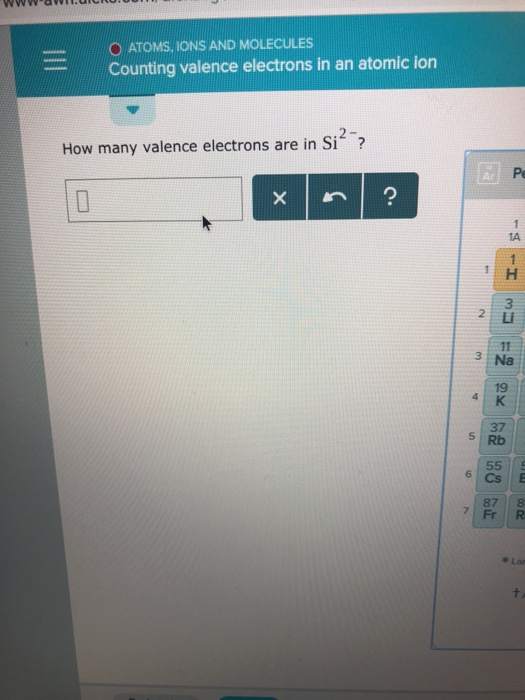 Solved OATOMS, ONS AND MOLECULES -Counting valence electrons | Chegg.com