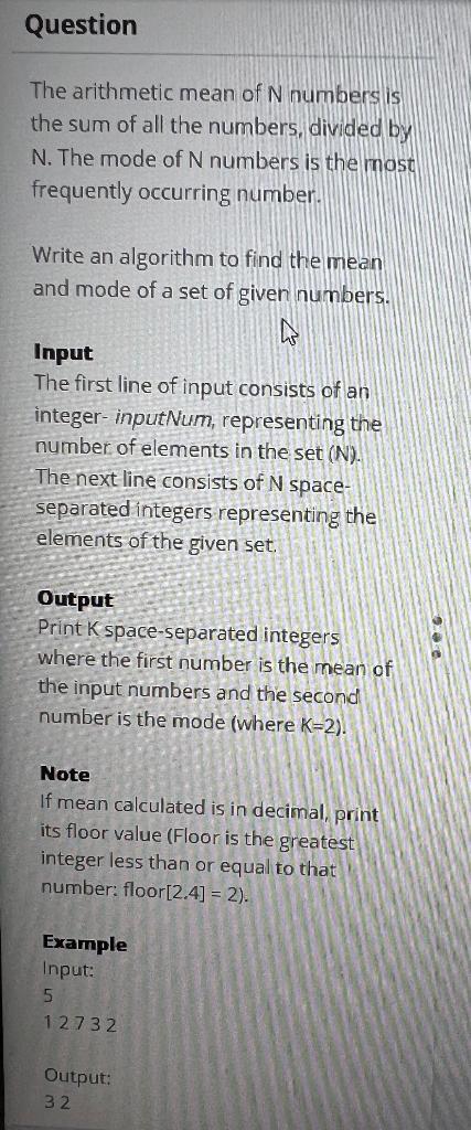 Solved Question The arithmetic mean of N numbers is the sum | Chegg.com