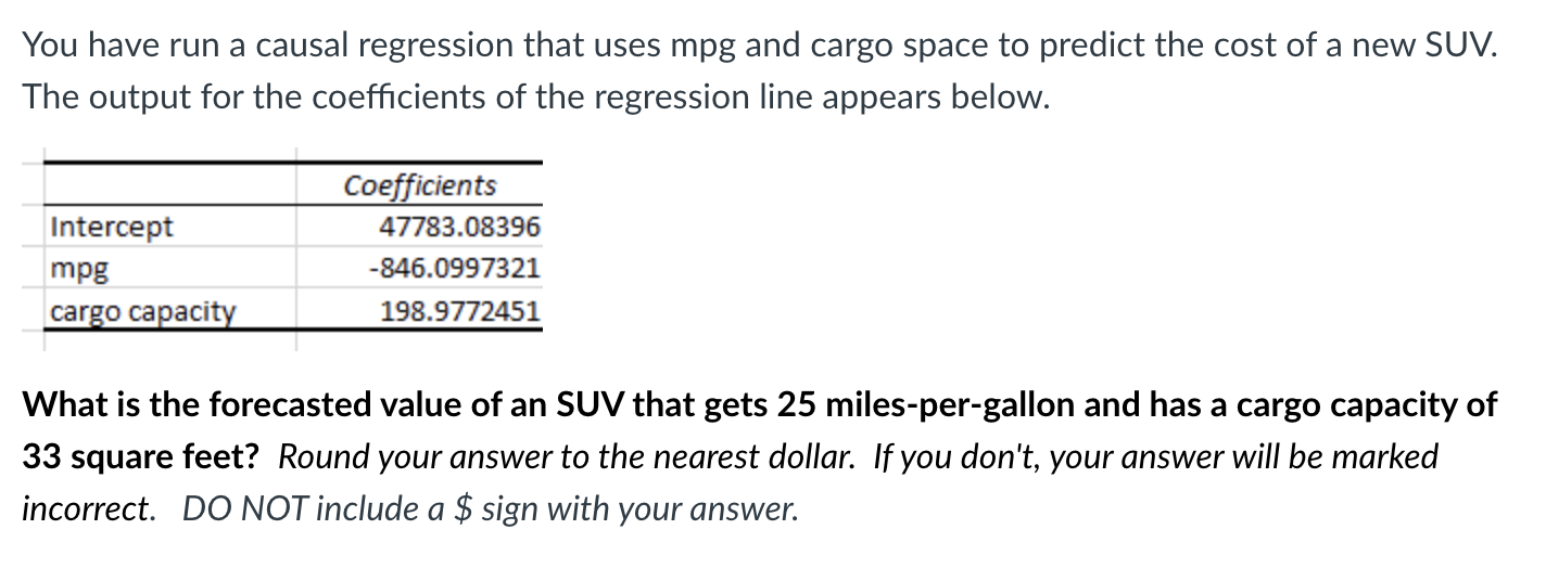 Solved You have run a causal regression that uses mpg and | Chegg.com