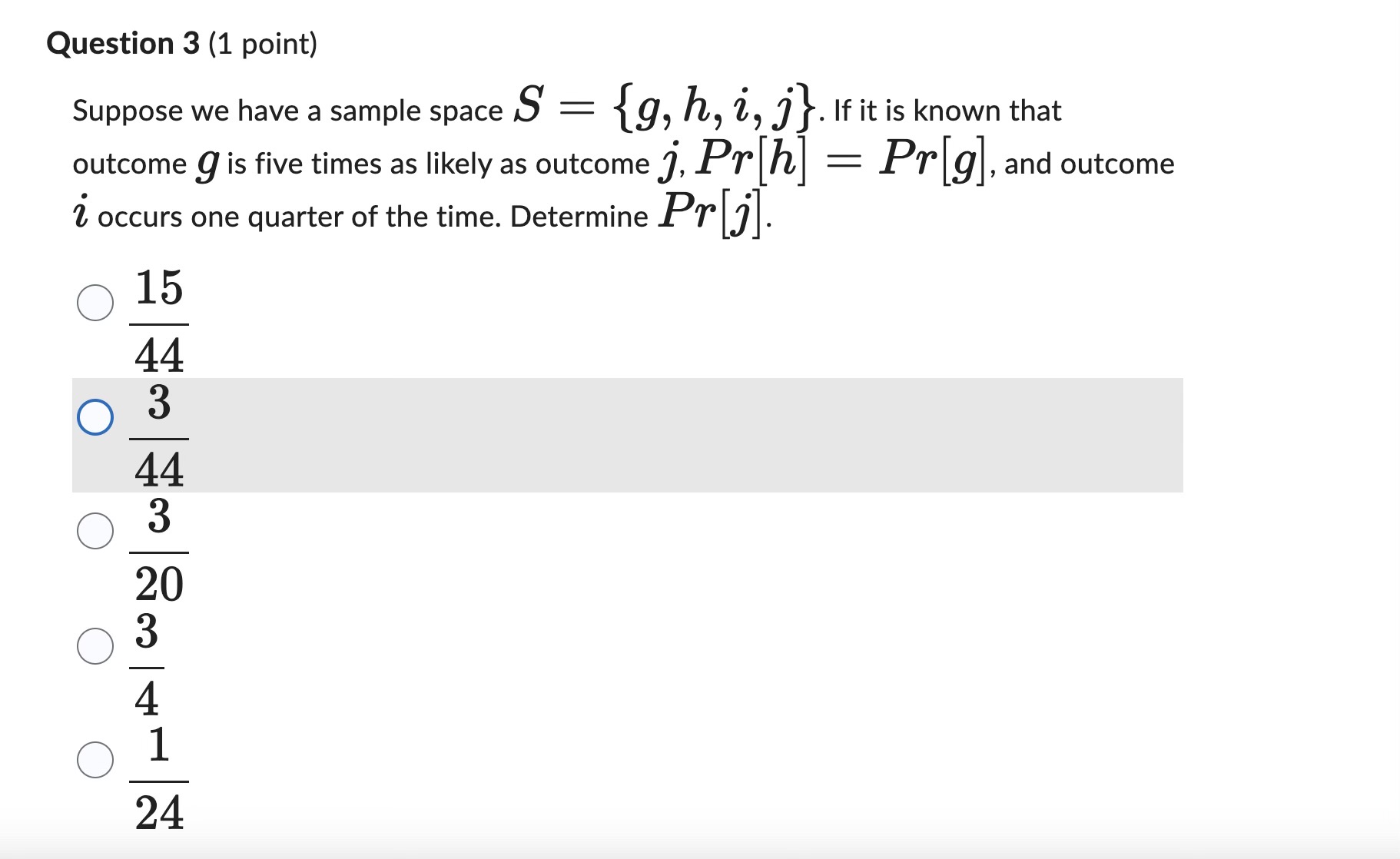 Solved Question 3 (1 ﻿point)Suppose we ﻿have a sample space | Chegg.com