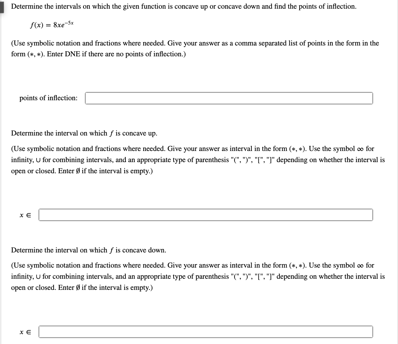 Solved Determine the intervals on which the given function | Chegg.com