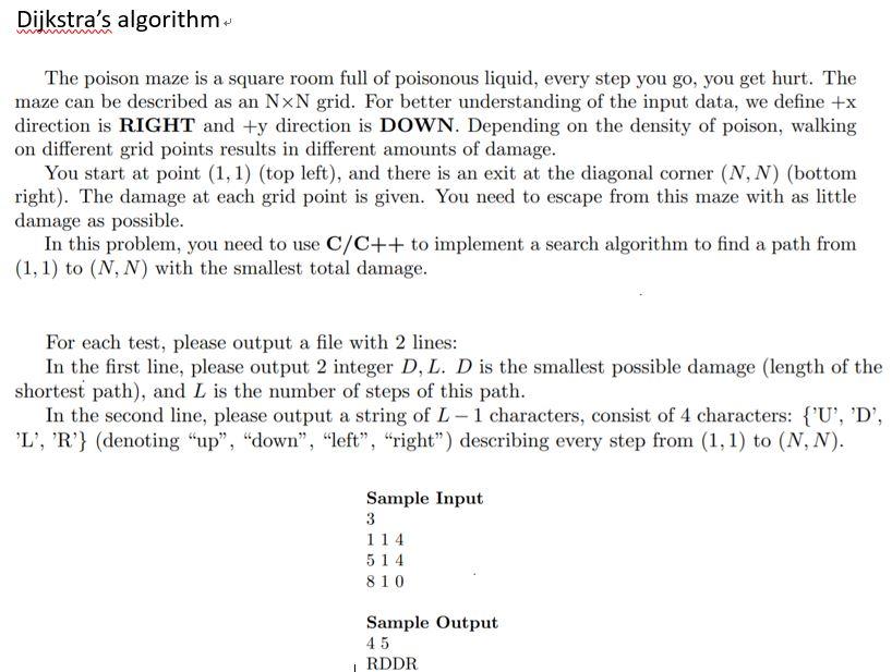 Solved Dijkstra's algorithm www The poison maze is a square | Chegg.com