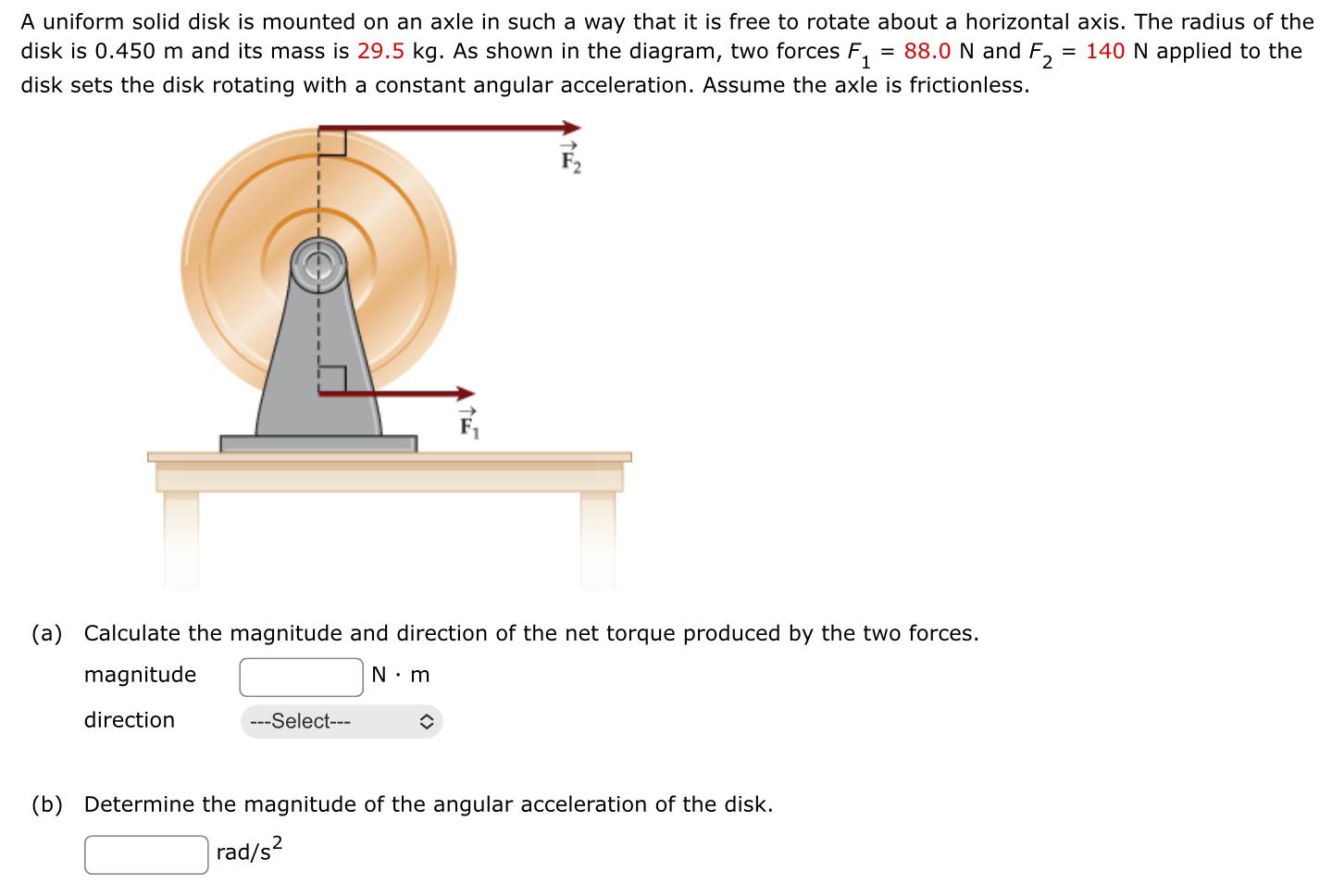Solved A uniform solid disk is mounted on an axle in such a | Chegg.com