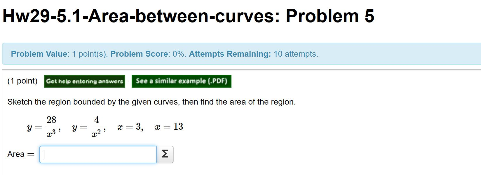 Solved Hw29-5.1-Area-between-curves: Problem 5 Problem | Chegg.com