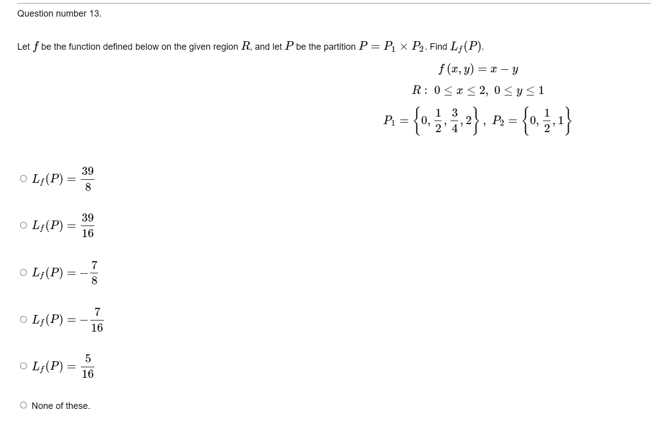 Solved Let f be the function defined below on the given | Chegg.com