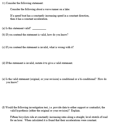 Solved 11) Consider the following statement: Consider the | Chegg.com
