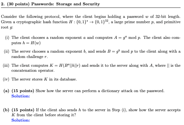 Consider the following protocol, where the client | Chegg.com