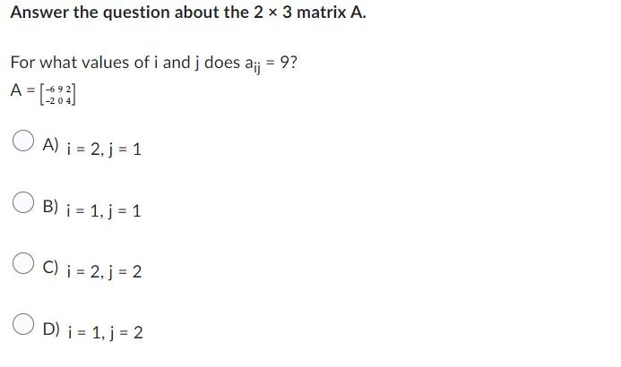 Solved Answer the question about the 2×3 matrix A. For what | Chegg.com