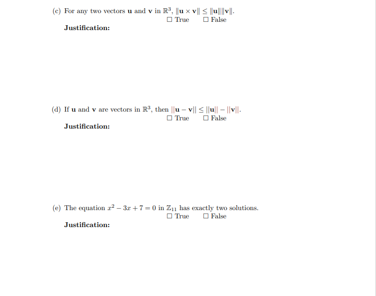 Solved (c) For any two vectors u and v in R3,∥u×v∥≤∥u∥∥v∥. | Chegg.com