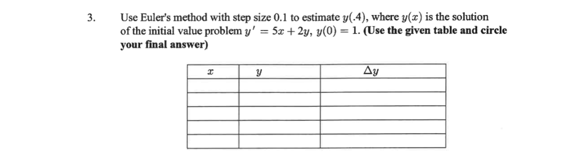 Solved Use Euler's method with step size 0.1 ﻿to estimate | Chegg.com