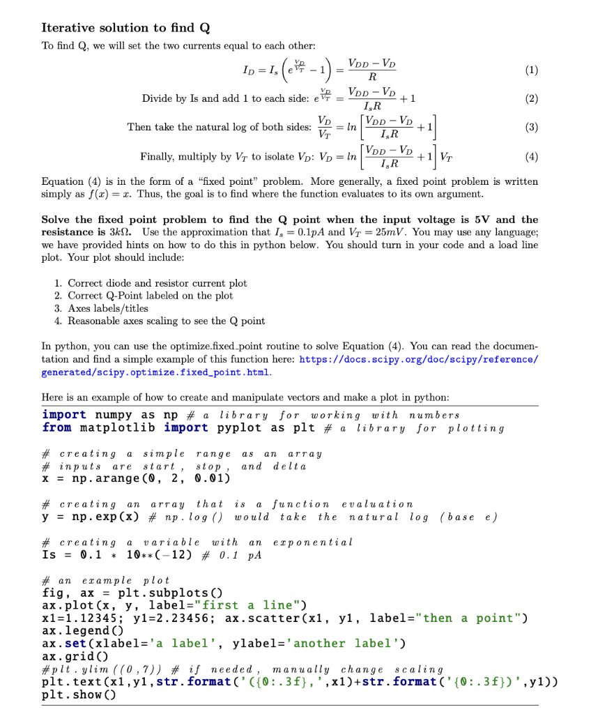Iterative solution to find Q To find Q, we will set | Chegg.com