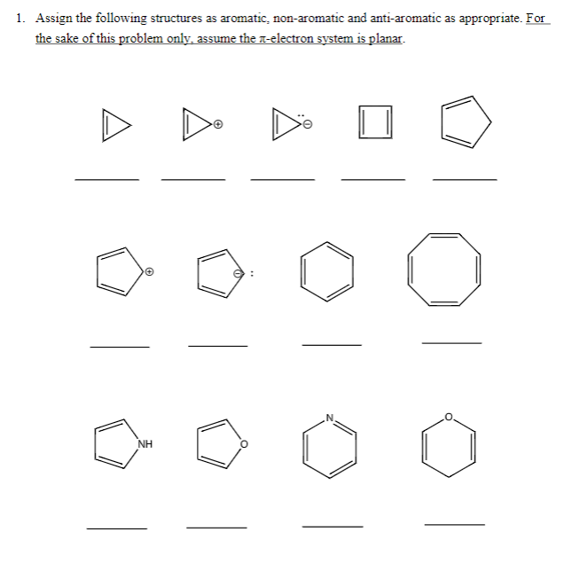 Solved Assign the following structures as aromatic, | Chegg.com