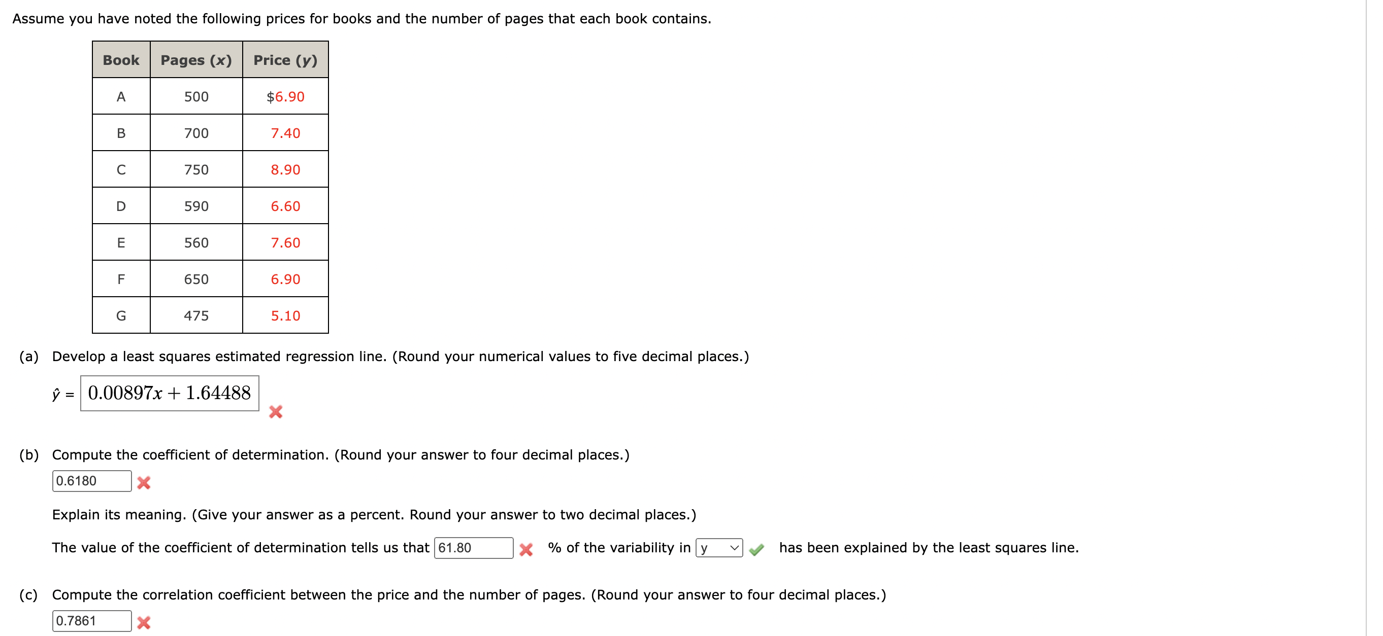 Assume you have noted the following prices for books | Chegg.com