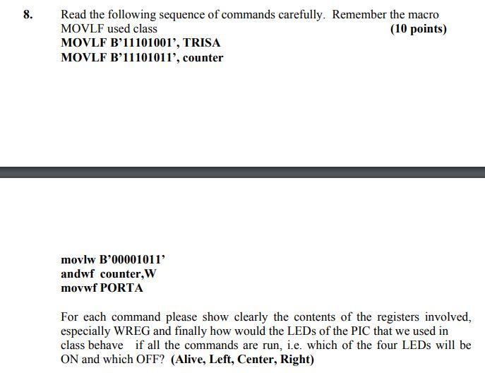 Solved Read the following sequence of commands carefully. | Chegg.com