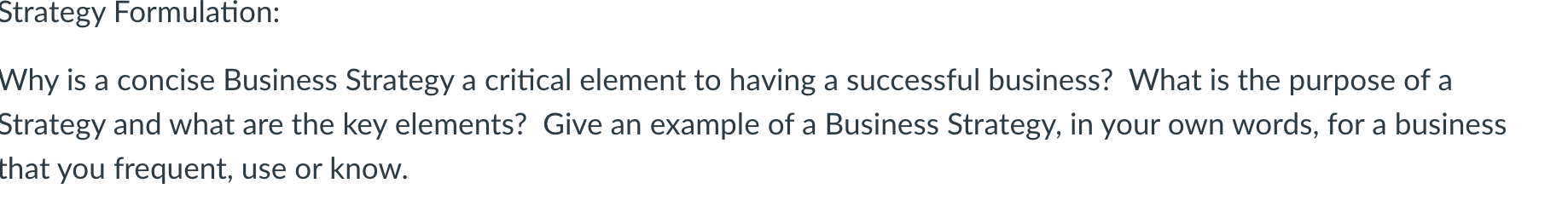 Solved Strategy Formulation: Why is a concise Business | Chegg.com