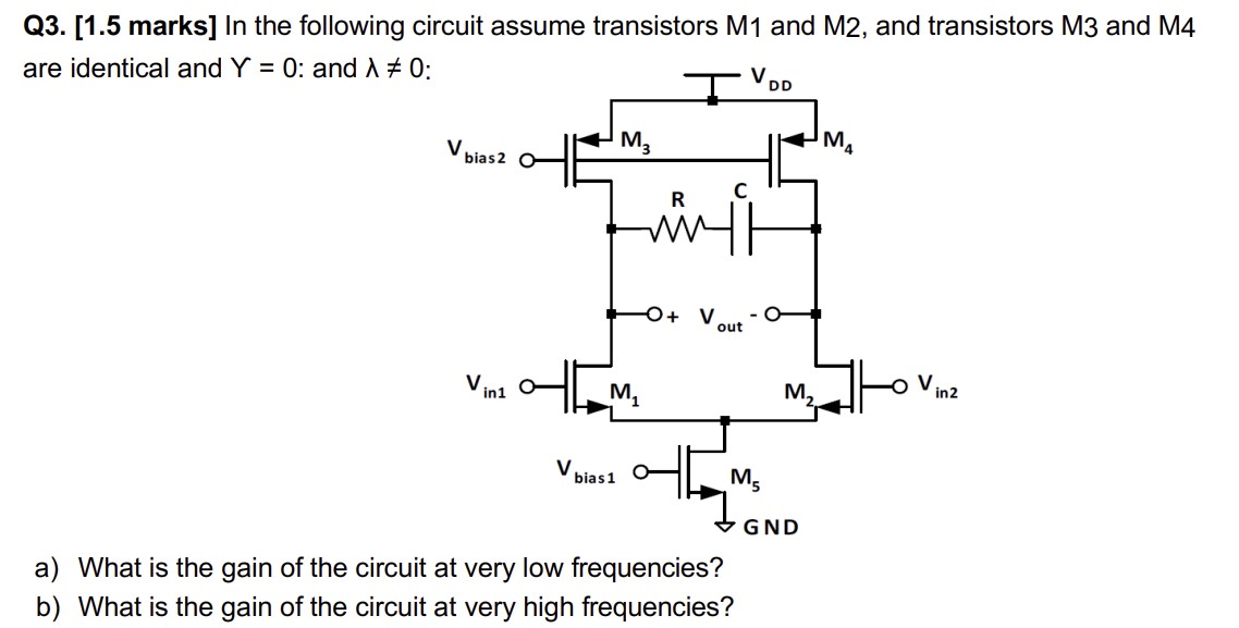Solved Q3. [1.5 ﻿marks] ﻿In the following circuit assume | Chegg.com