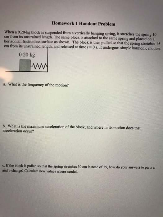 Solved When a 0.20-kg block is suspended from a vertically | Chegg.com