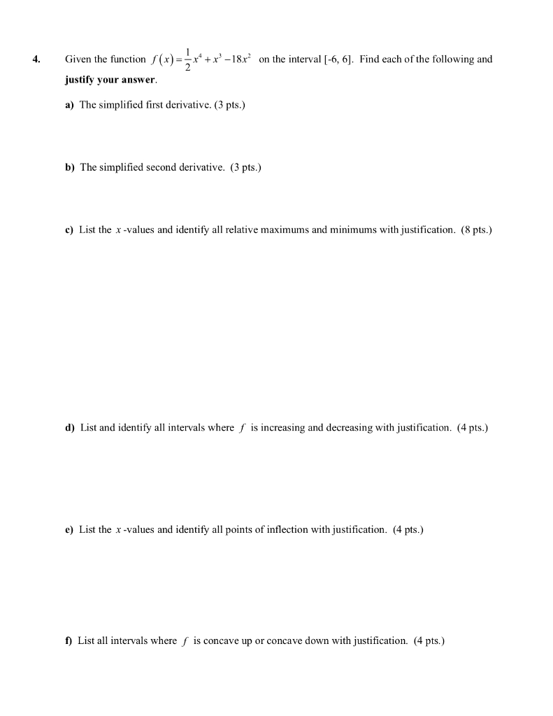 Solved Given the function 1 x+x?-18r? on the interval [-6, | Chegg.com