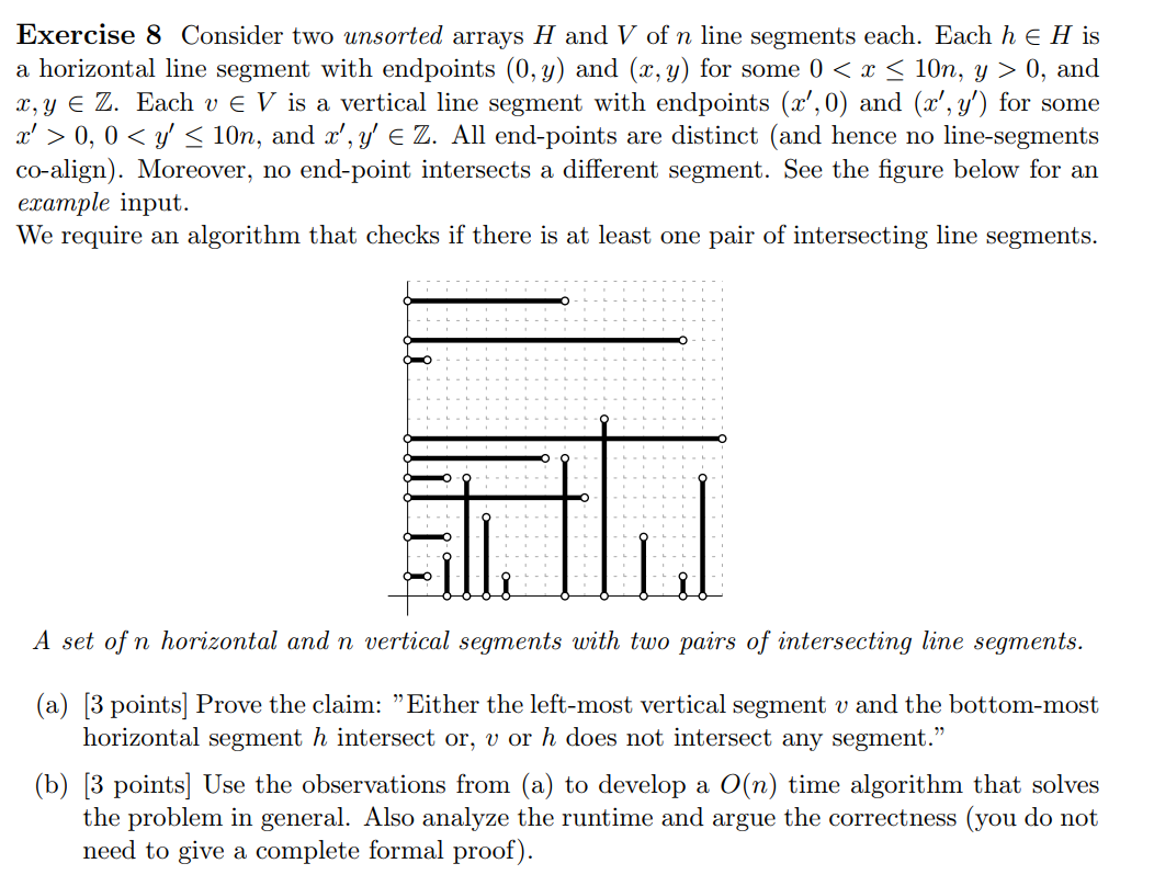 Solved Exercise 8 Consider two unsorted arrays H and V of n | Chegg.com