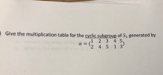 Solved Give the multiplication table for the cyclic subgroup | Chegg.com