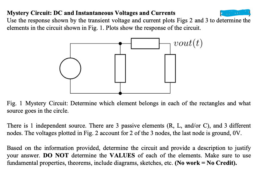 Solved Mystery Circuit: DC and Instantaneous Voltages and | Chegg.com