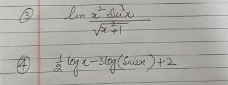 Solved linx2+1x2sin3x 21logx−3log(sinx)+2 | Chegg.com